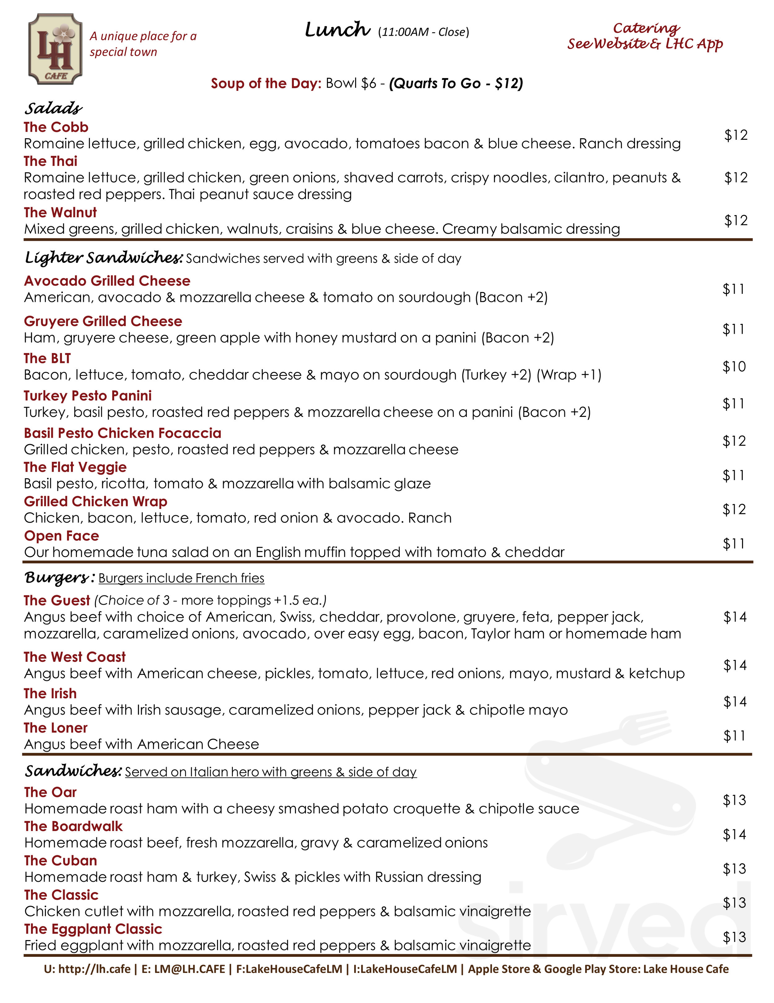 Lake House Cafe menu in Sparta Township, New Jersey, USA