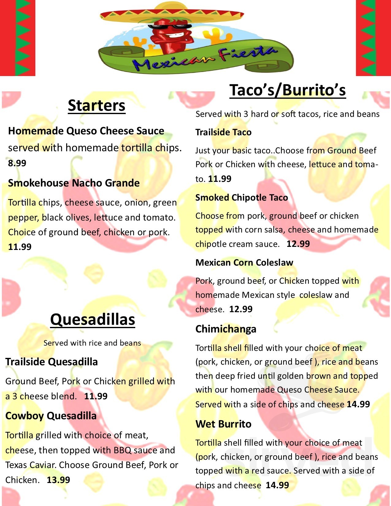 TRAILSIDE BBQ & Brew menu in Bergland, Michigan, USA