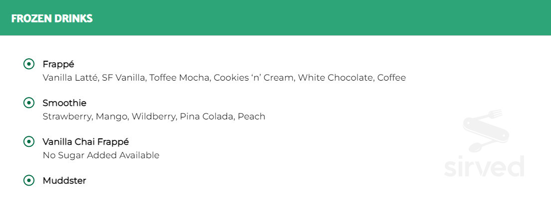Mountain Mudd Espresso menu in Laurel, Montana, USA