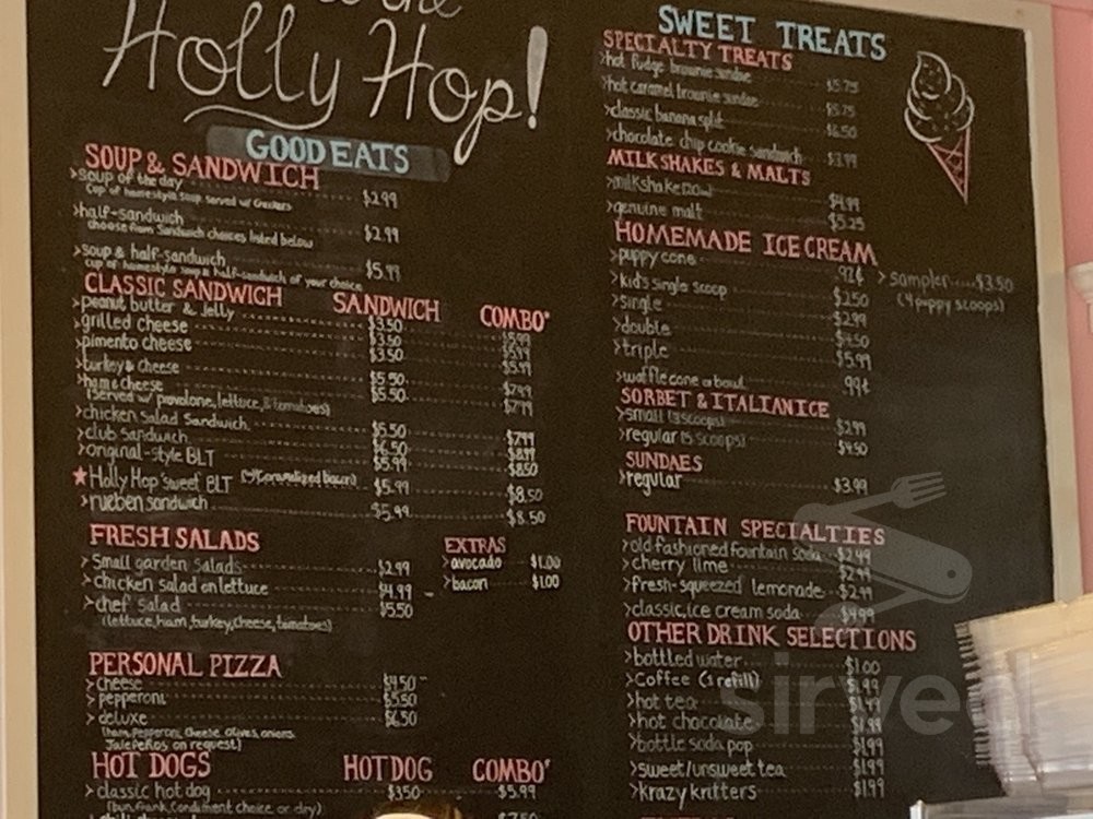 Menu for Holly Hop Ice Cream Shoppe in Lubbock, TX | Sirved