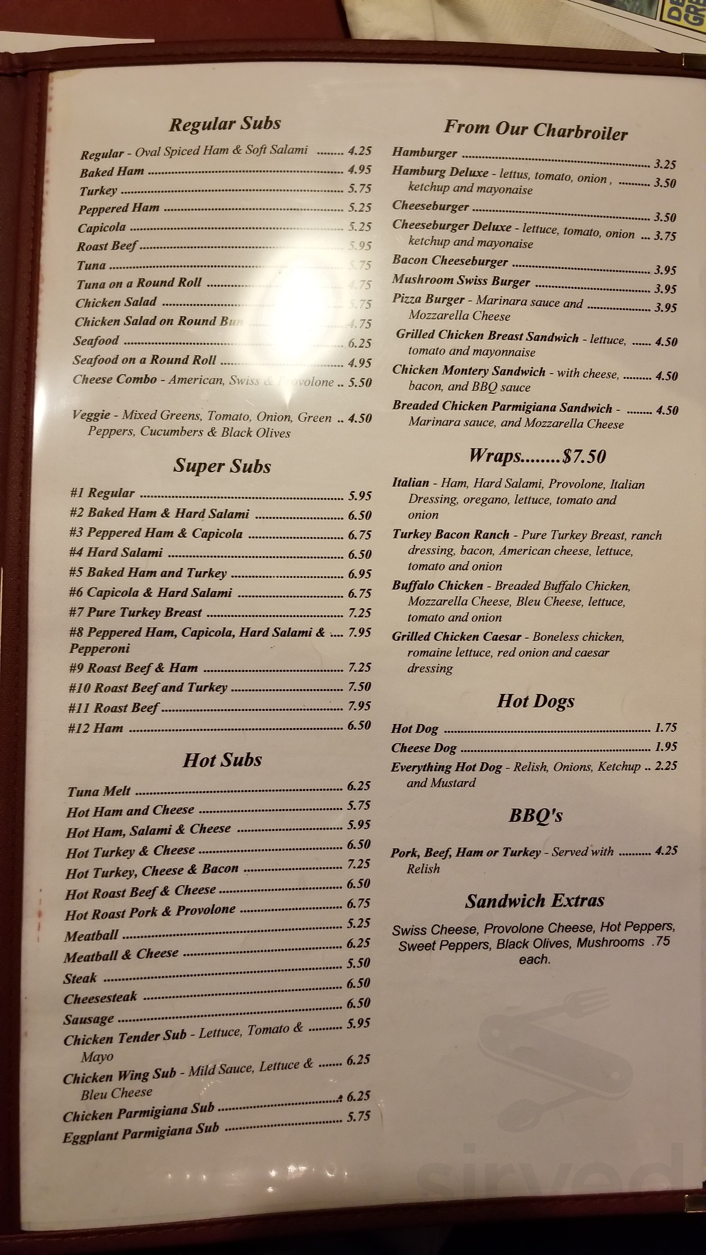 Red's Subs And Pizza menu in Hunlock Creek, Pennsylvania, USA