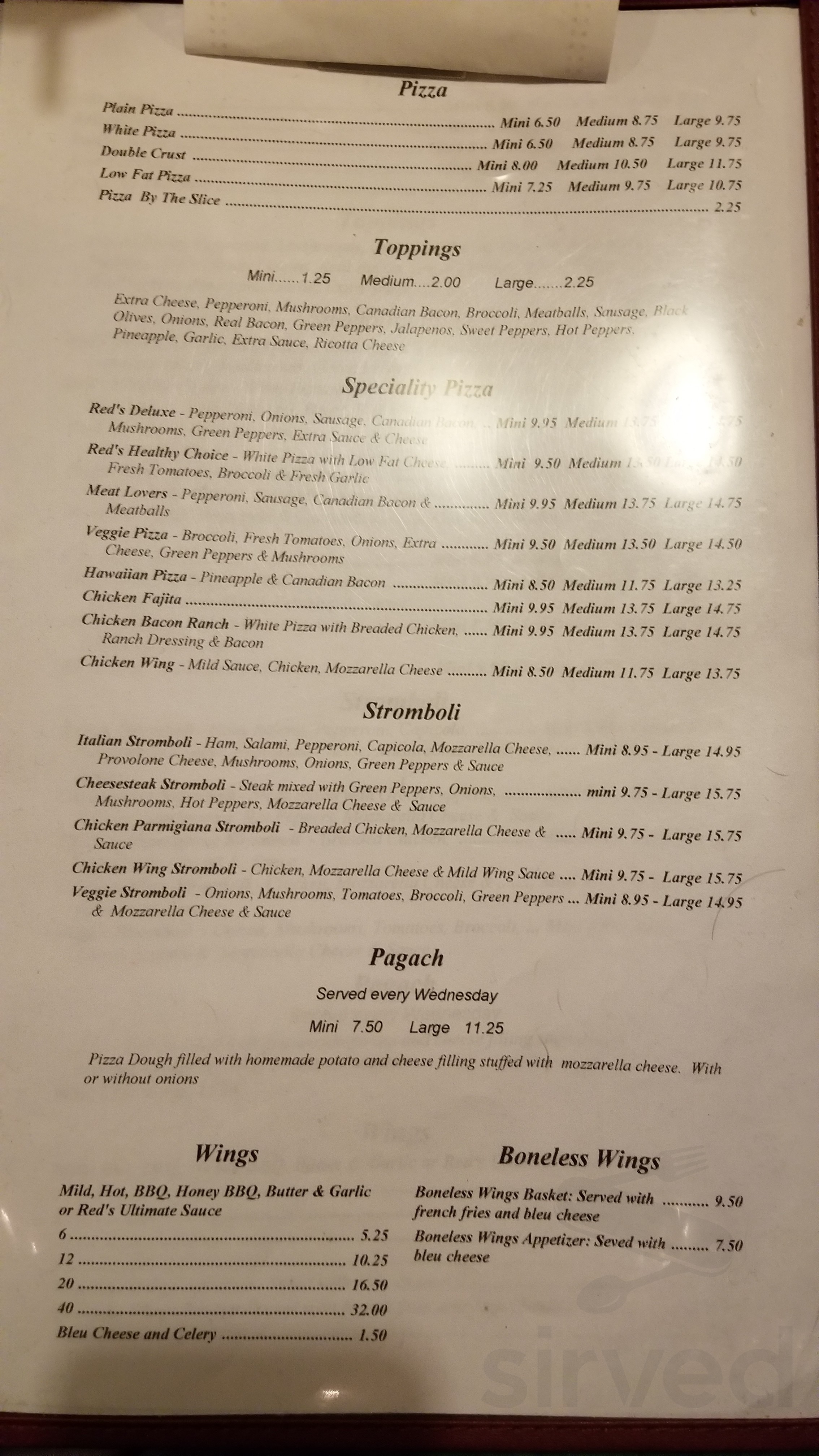 Red's Subs And Pizza menus in Hunlock Creek, Pennsylvania, United States