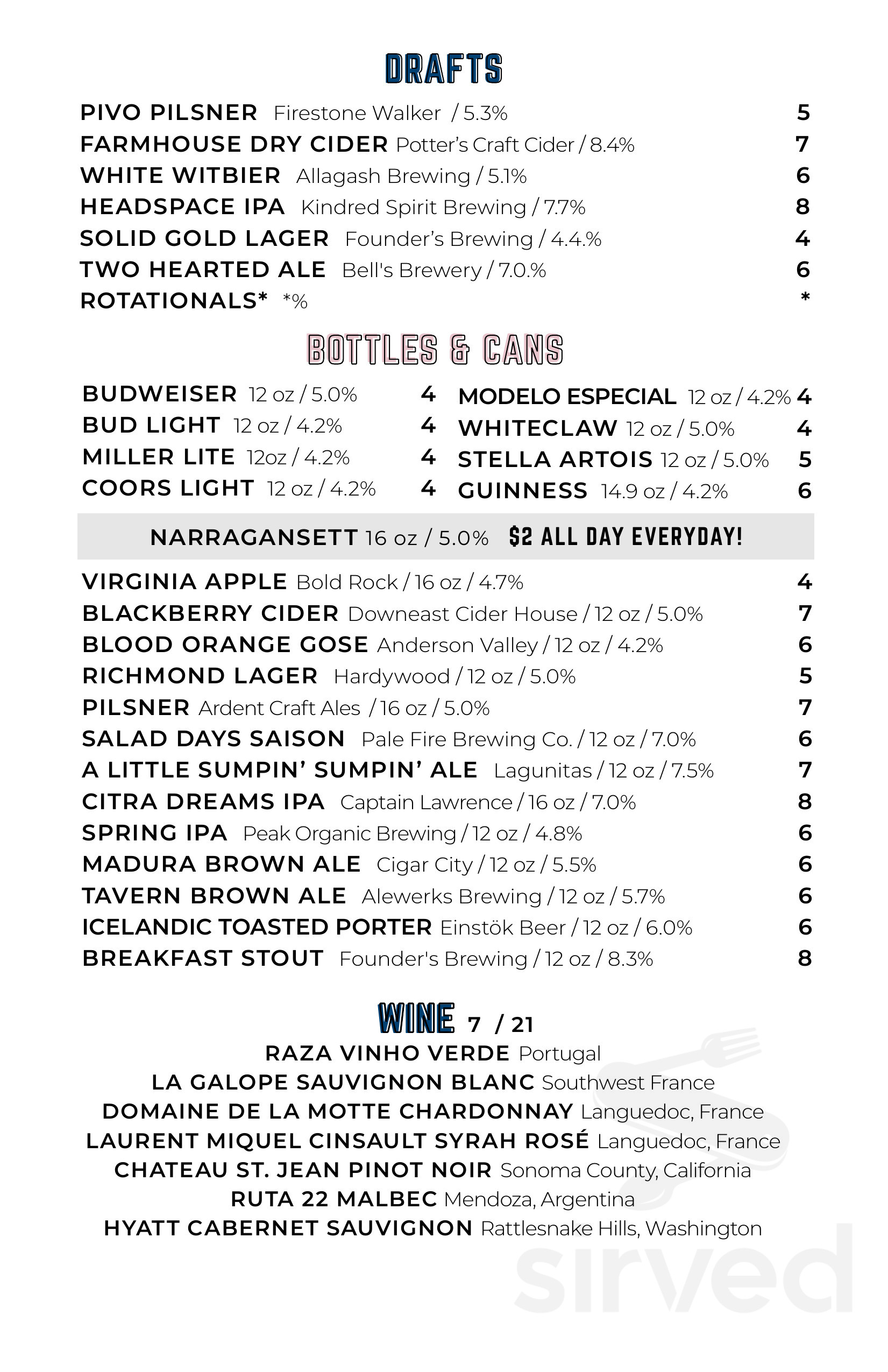 Beauvine Burger Concept menu in Richmond, Virginia, USA