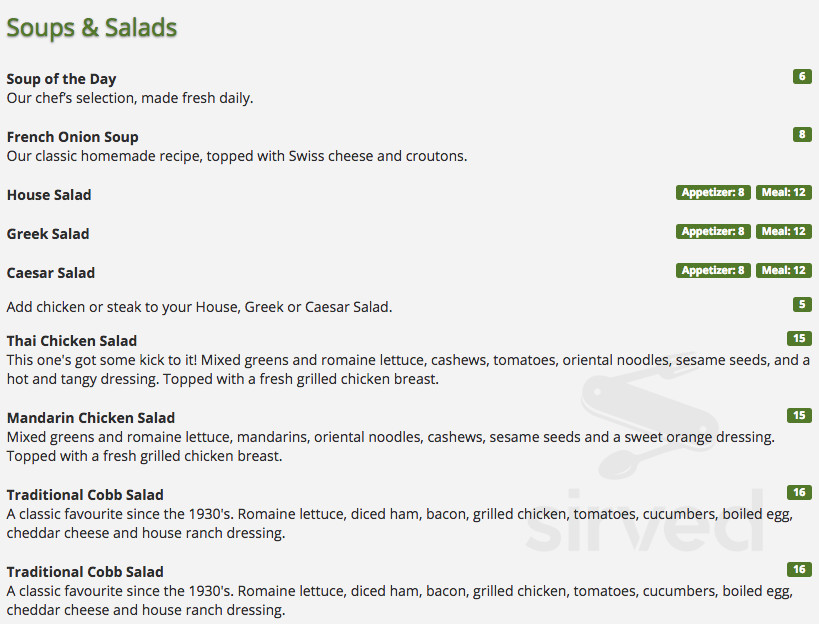 Connor's Irish Pub menus in Orléans, Ontario, Canada