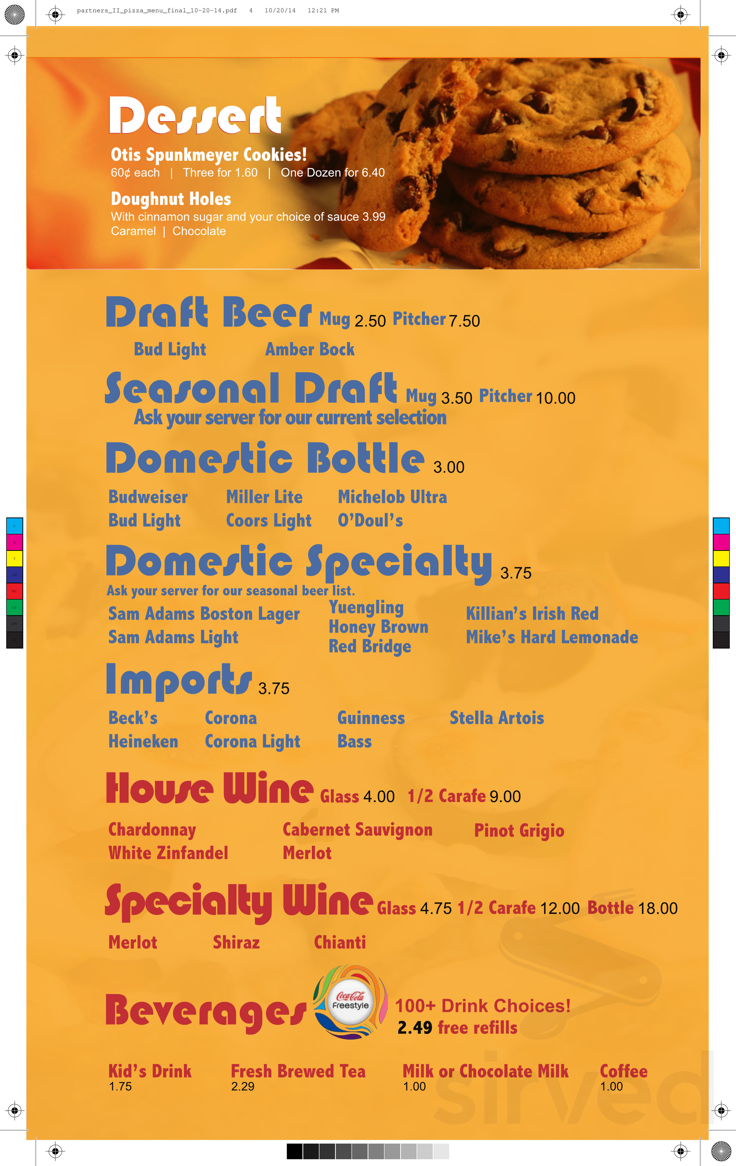 Partners II Pizza menus in Tyrone, Georgia, United States