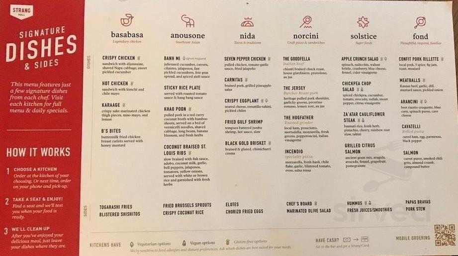 Menu - Overland Park KS's Strang Hall | Sirved