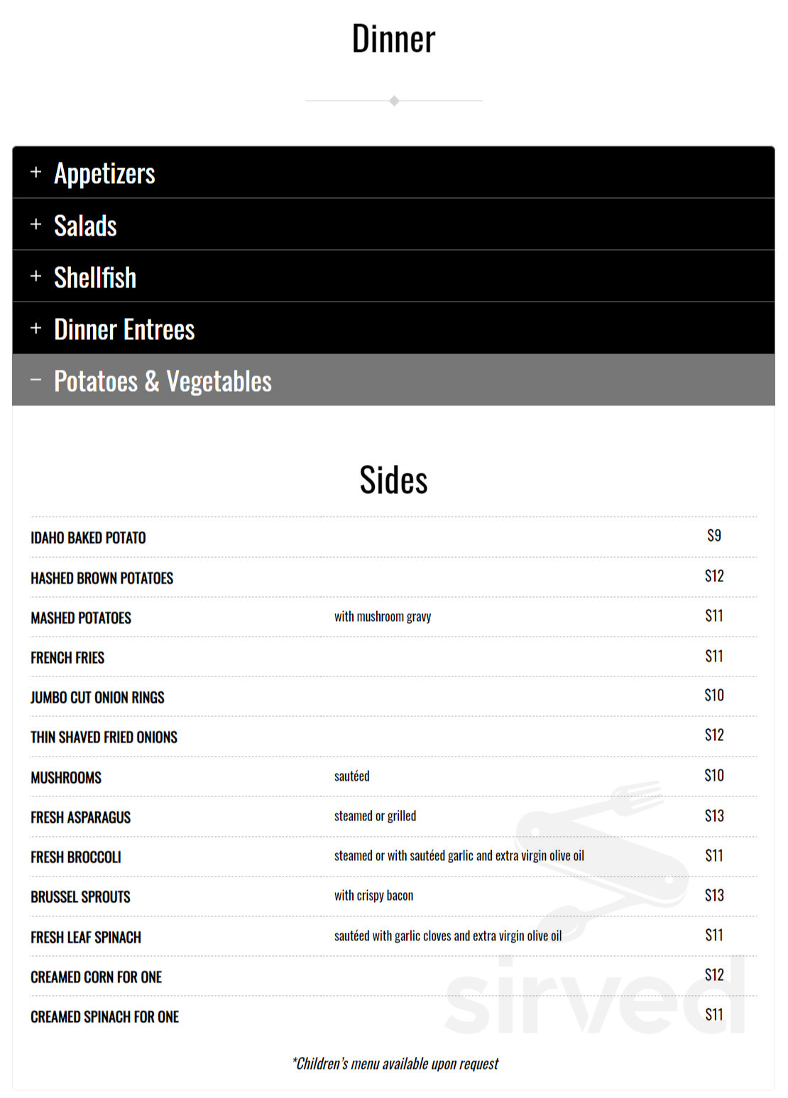 RP PRIME Steakhouse menus in Mahwah, New Jersey, United States