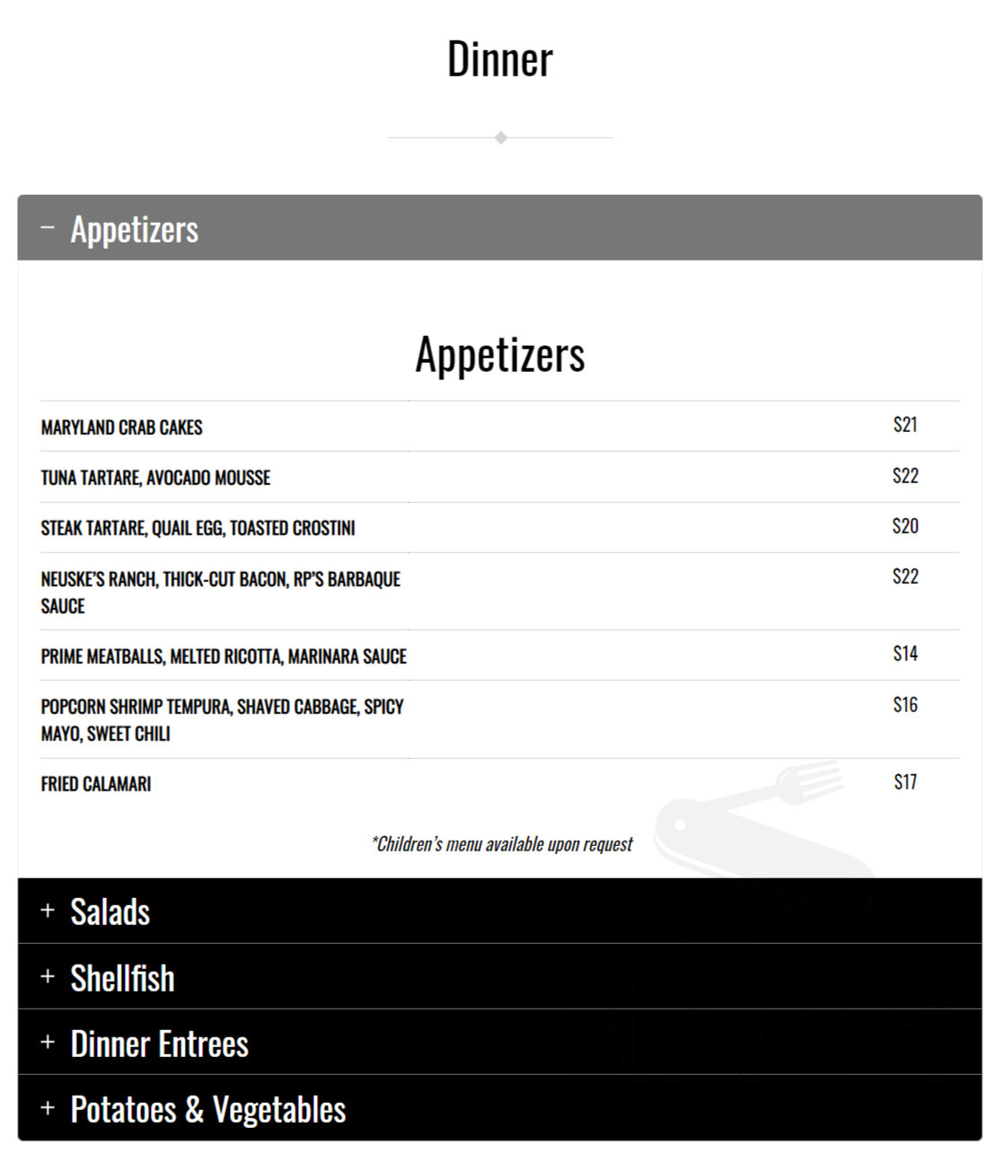 RP PRIME Steakhouse menus in Mahwah, New Jersey, United States