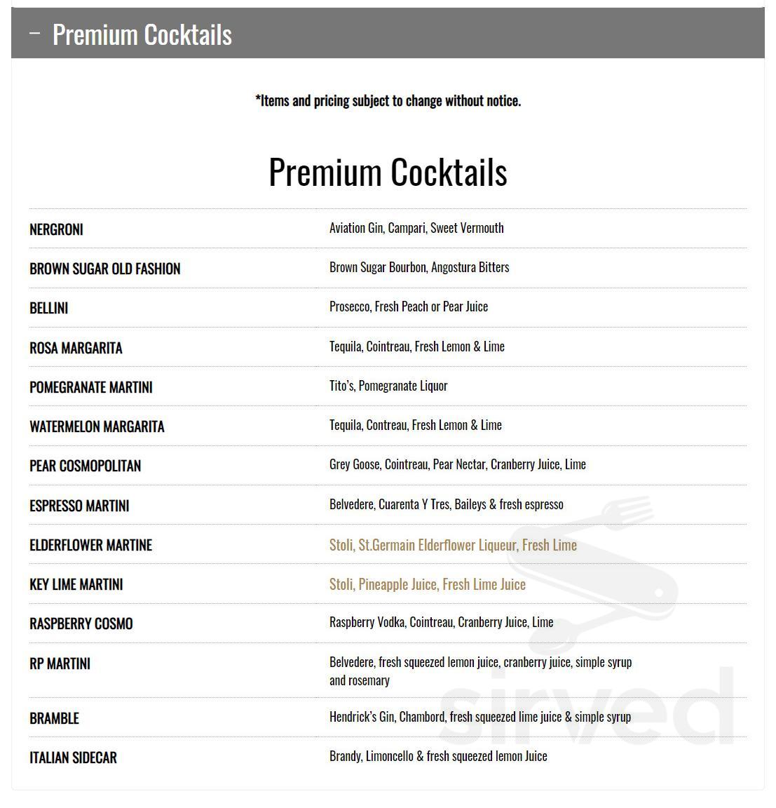 RP PRIME Steakhouse menus in Mahwah, New Jersey, United States