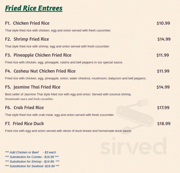 Menu - Destin FL's Jasmine Thai | Sirved