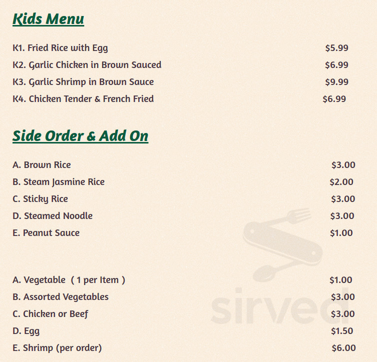 Menu - Destin FL's Jasmine Thai | Sirved
