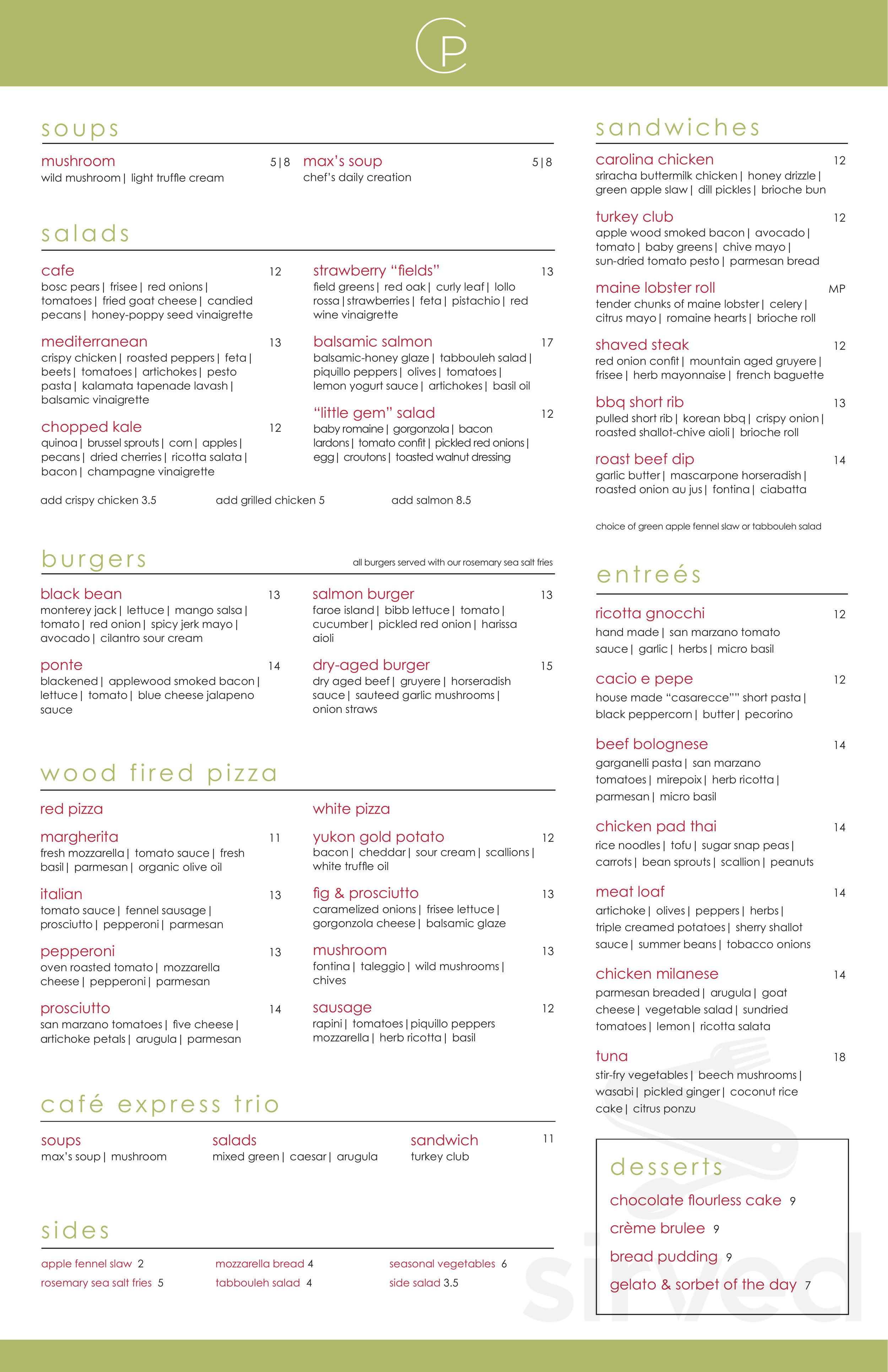 Cafe Ponte menu in Clearwater, Florida, USA