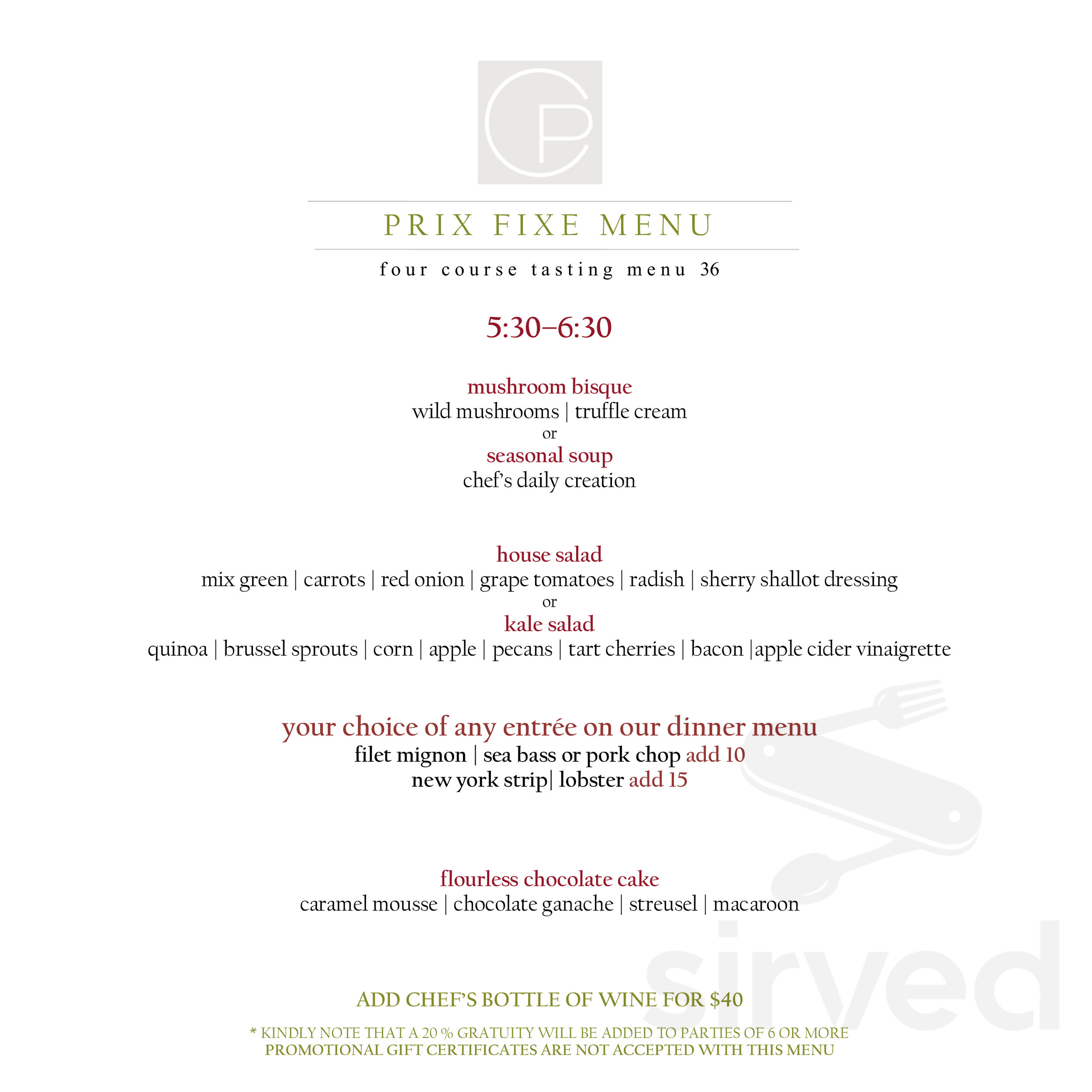 Cafe Ponte menu in Clearwater, Florida, USA