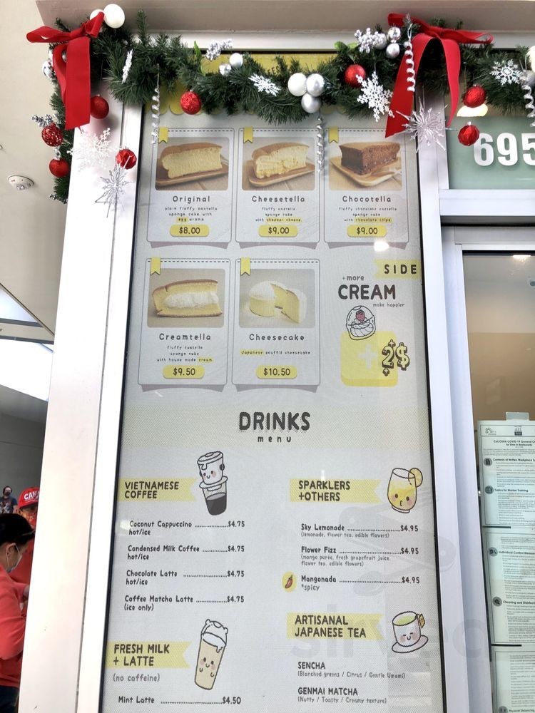Cheesetella menu in Buena Park, California, USA