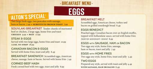 Menu for Alton's Restaurant - Transit Rd in Elma, NY | Sirved