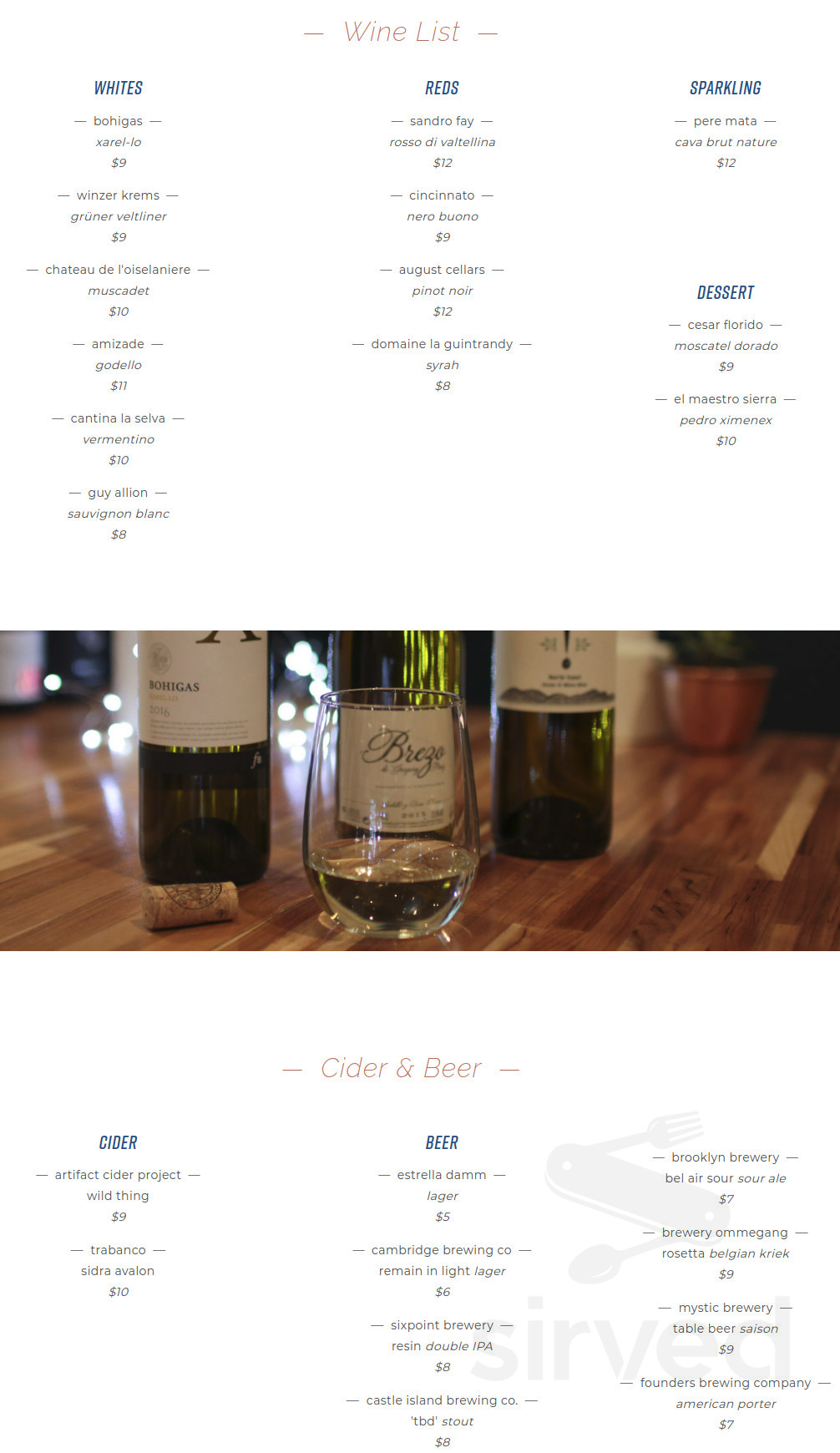 Menu - Cambridge MA's NOCA Provisions | Sirved