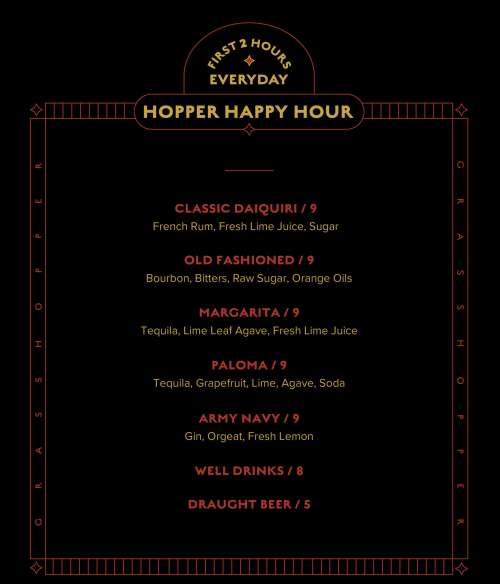 The Grasshopper menu in Long Beach, California, USA