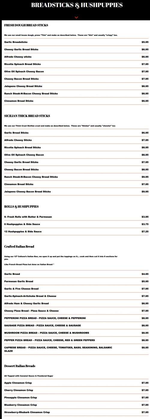 Ice House Pizzeria & Grille menu in Conneaut Lake, Pennsylvania, USA