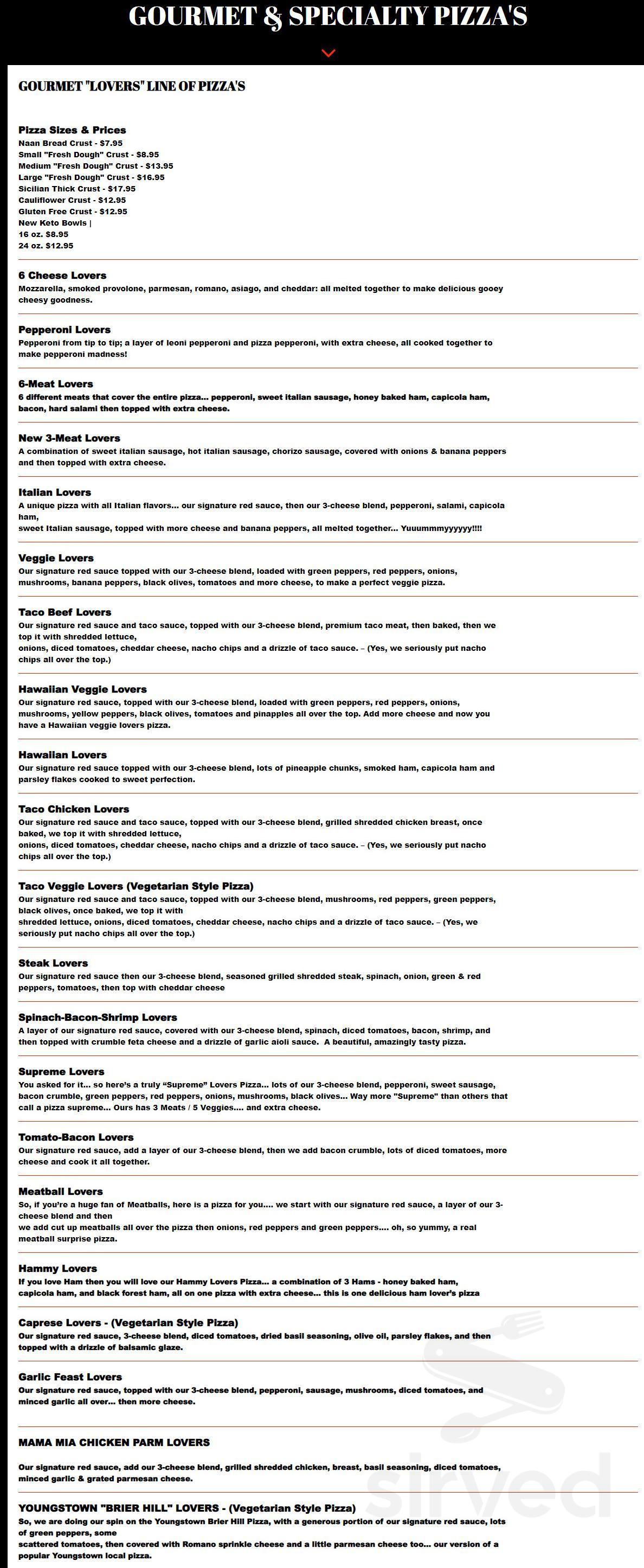 Ice House Pizzeria & Grille menu in Conneaut Lake, Pennsylvania, USA
