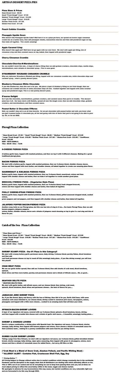 Ice House Pizzeria & Grille menu in Conneaut Lake, Pennsylvania, USA