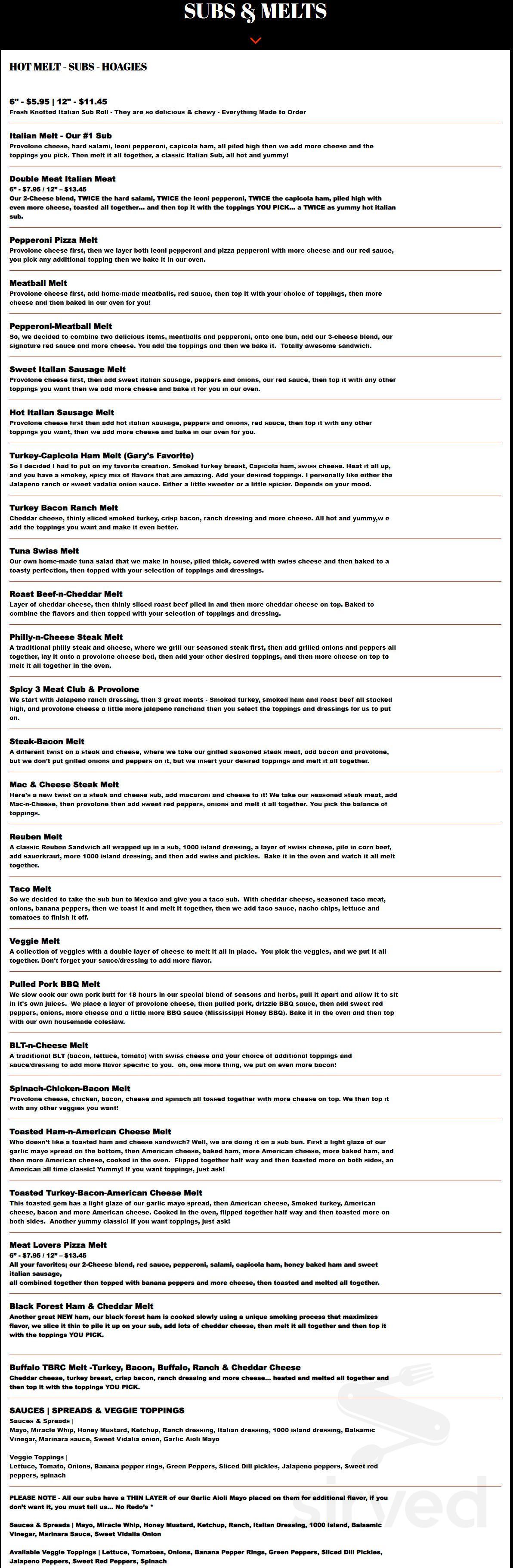 Ice House Pizzeria & Grille menu in Conneaut Lake, Pennsylvania, USA