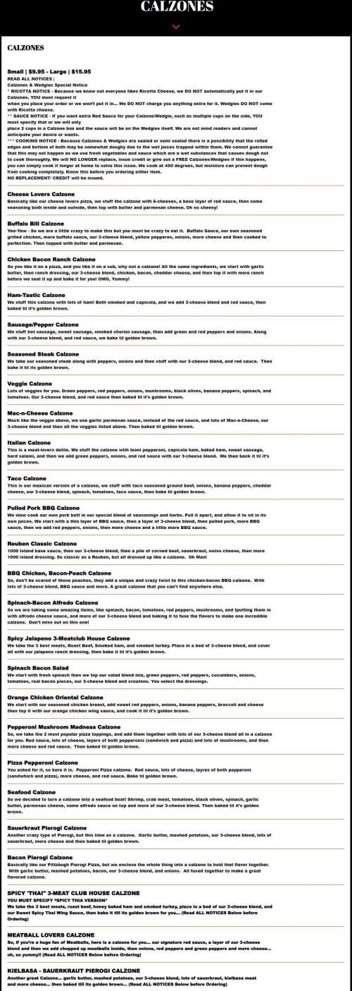 Ice House Pizzeria & Grille menu in Conneaut Lake, Pennsylvania, USA