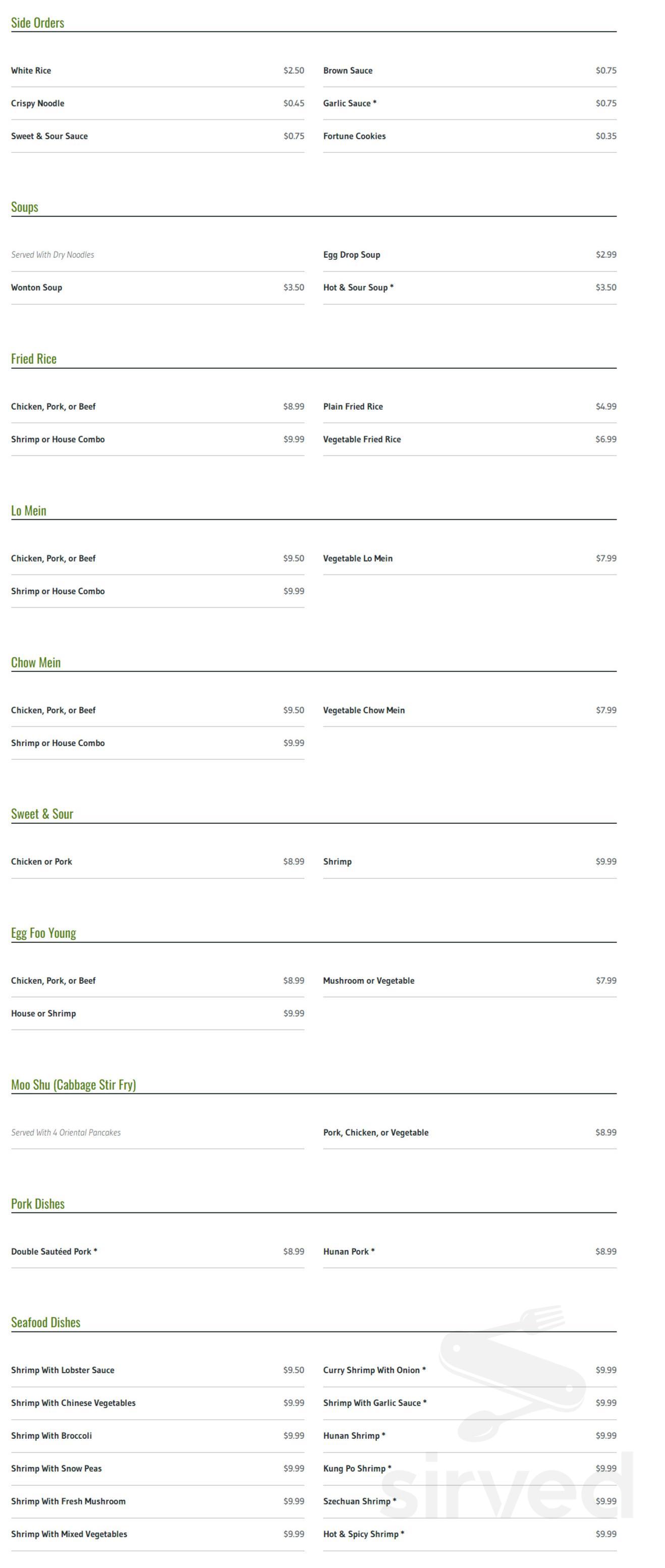 Menu - Tulsa OK's Wok Wok | Sirved