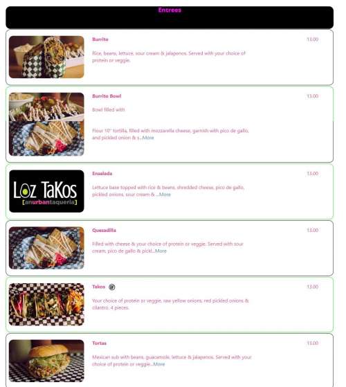 Loz TaKos- An Urban Taqueria menu in Coquitlam, British Columbia, Canada