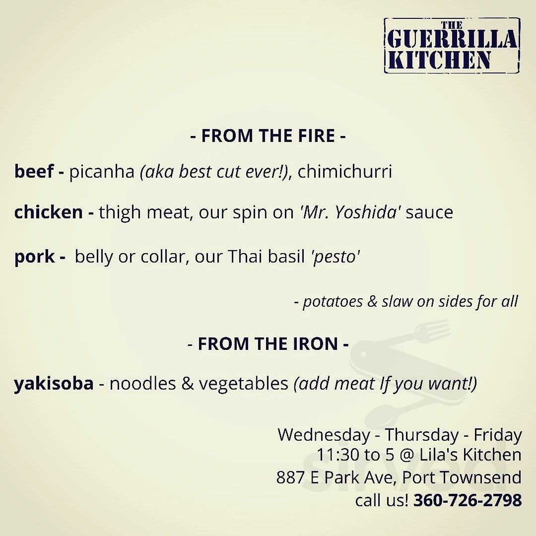 The Guerrilla Kitchen menus in Port Townsend, Washington, United States