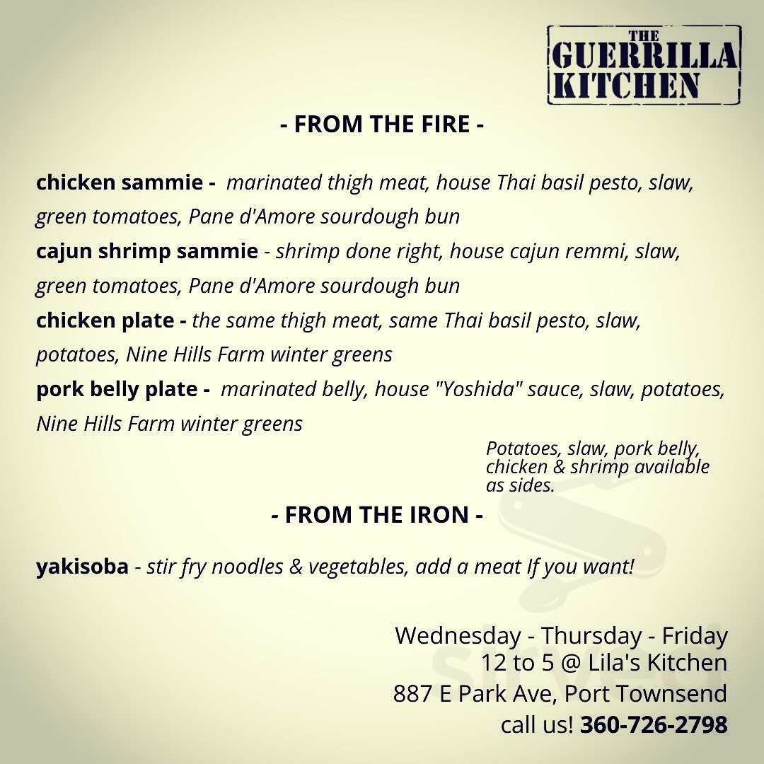 The Guerrilla Kitchen menus in Port Townsend, Washington, United States