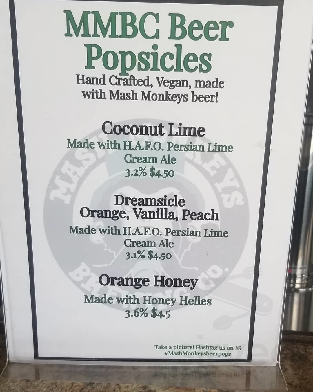 Menu - Sebastian FL's Mash Monkeys Brewing Company | Sirved