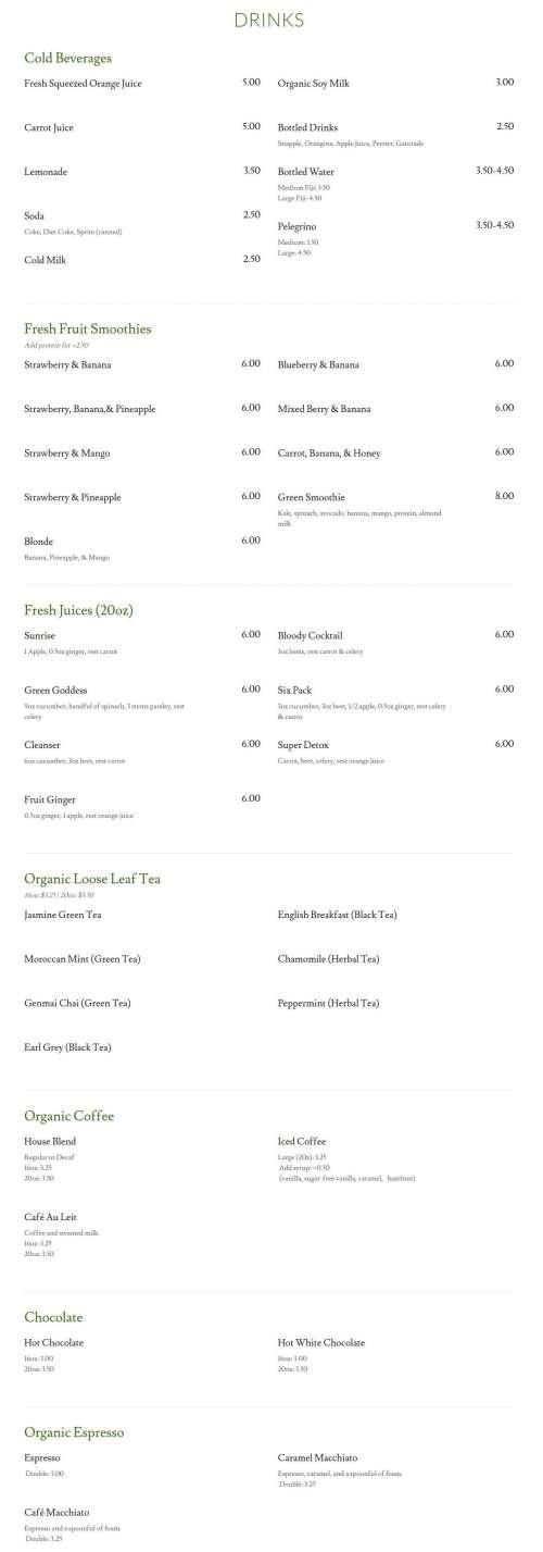 Lazy Daisy Cafe menu in Los Angeles, California, USA