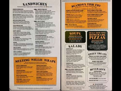 Willie Beamons menu in Neenah, Wisconsin, USA
