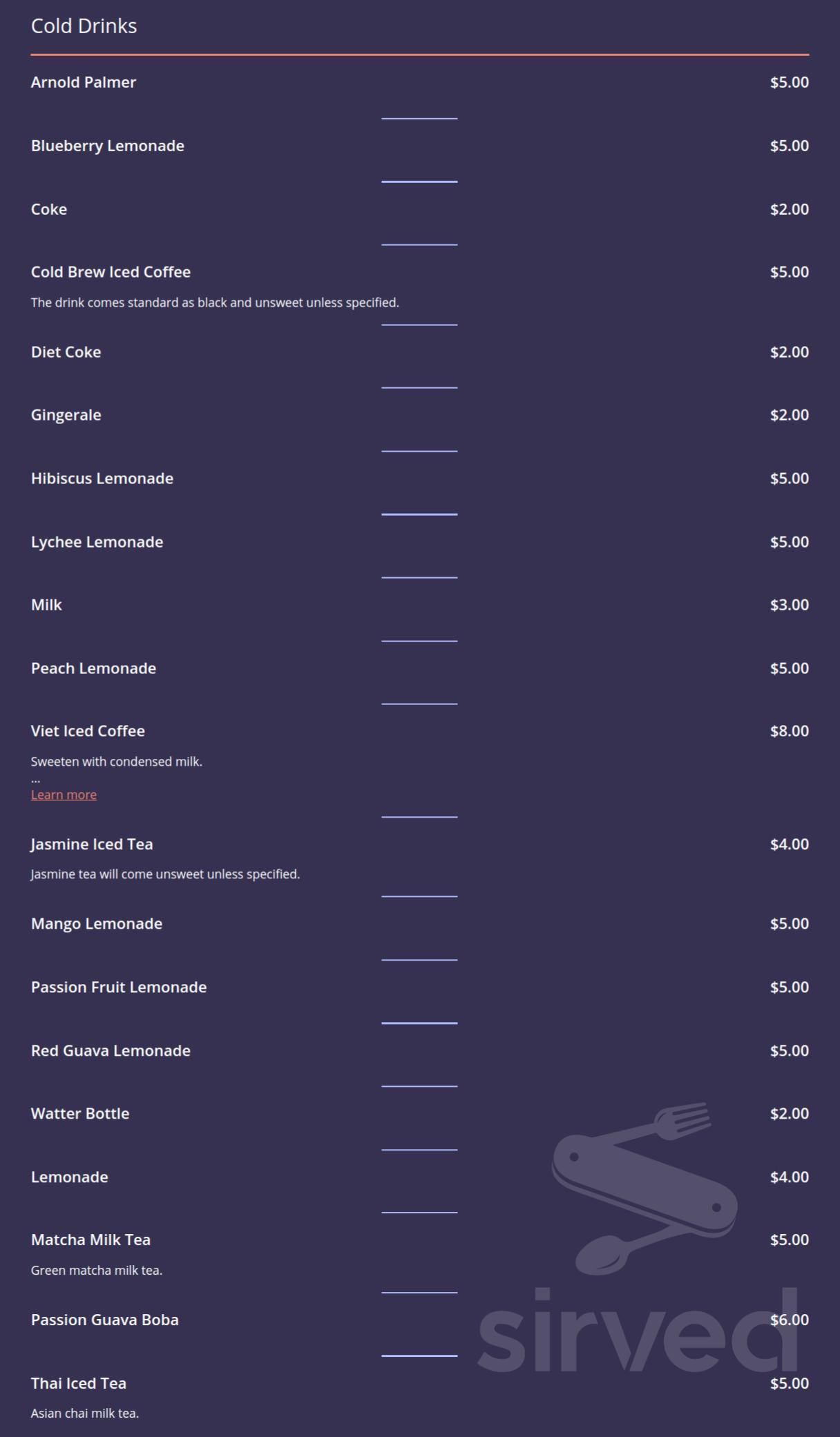 Shaka Restaurant menus in Pittsburgh, Pennsylvania, United States