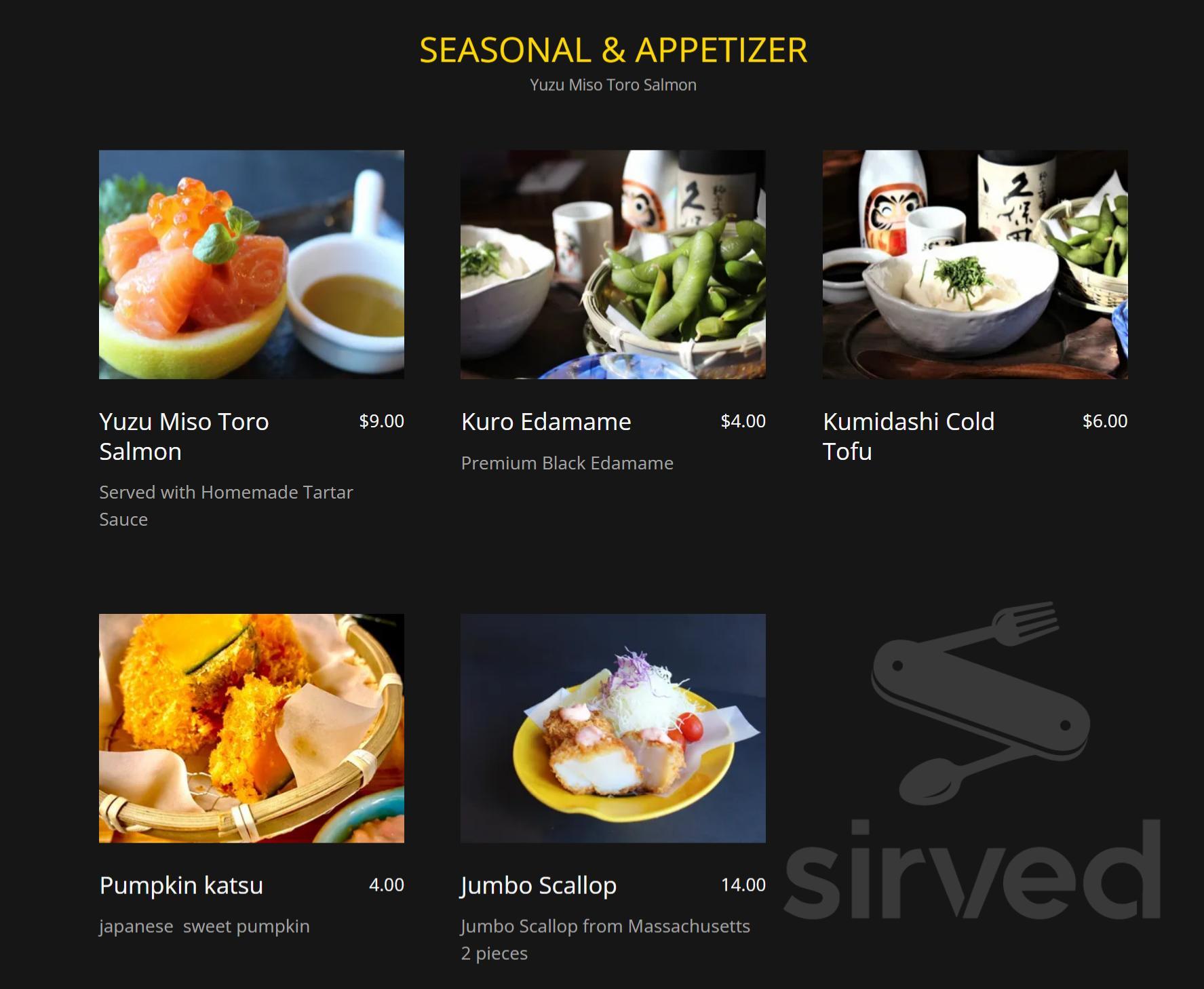 TON TON Katsuya menu in Las Vegas, Nevada, USA