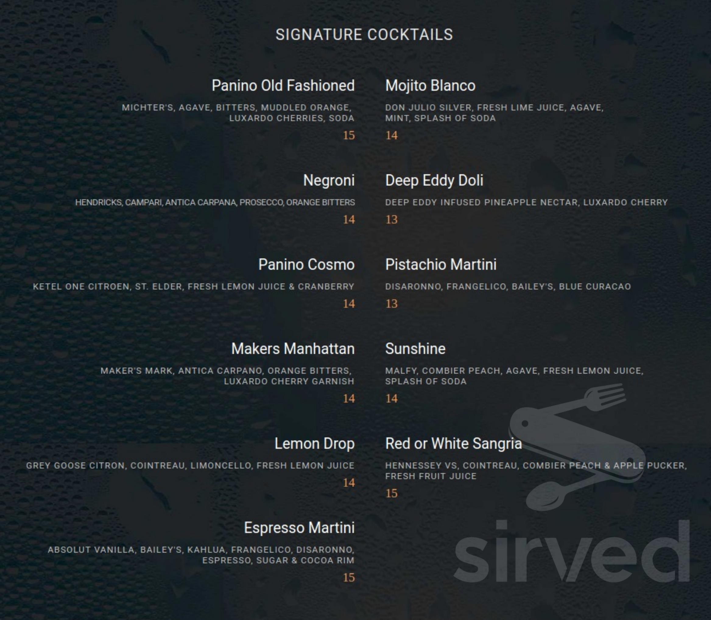 Trattoria Il Panino menu in Boston, Massachusetts, USA