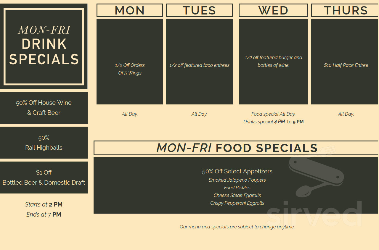 Wood and Iron | Game Day Restaurant and Bar menu in Midlothian ...