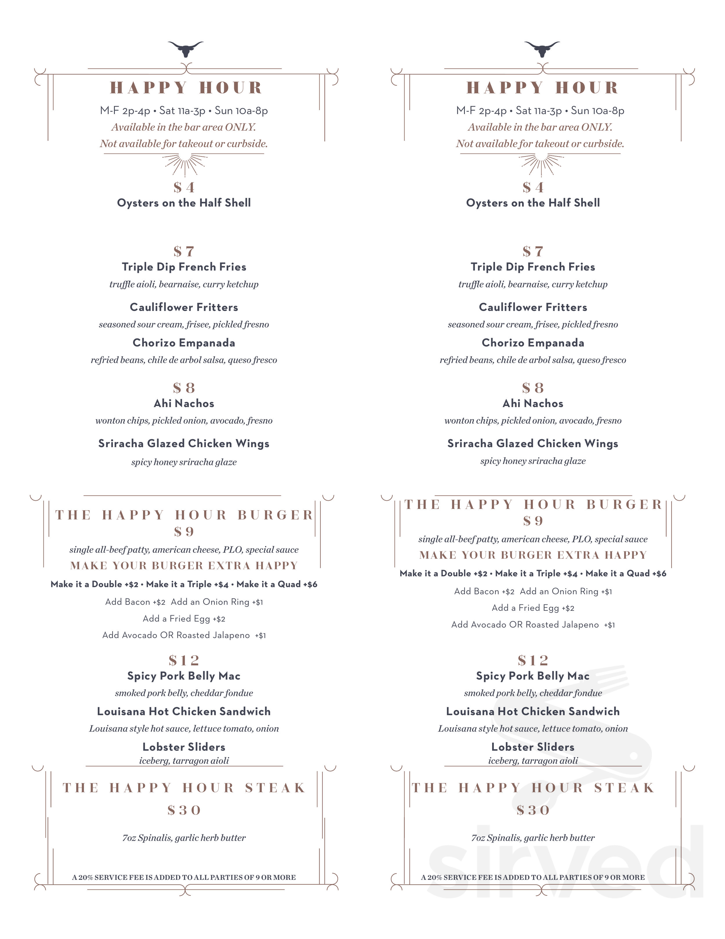 Baldamar menu in Roseville, Minnesota, USA