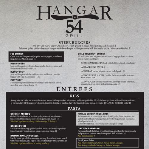 Hangar 54 Grill Menu
