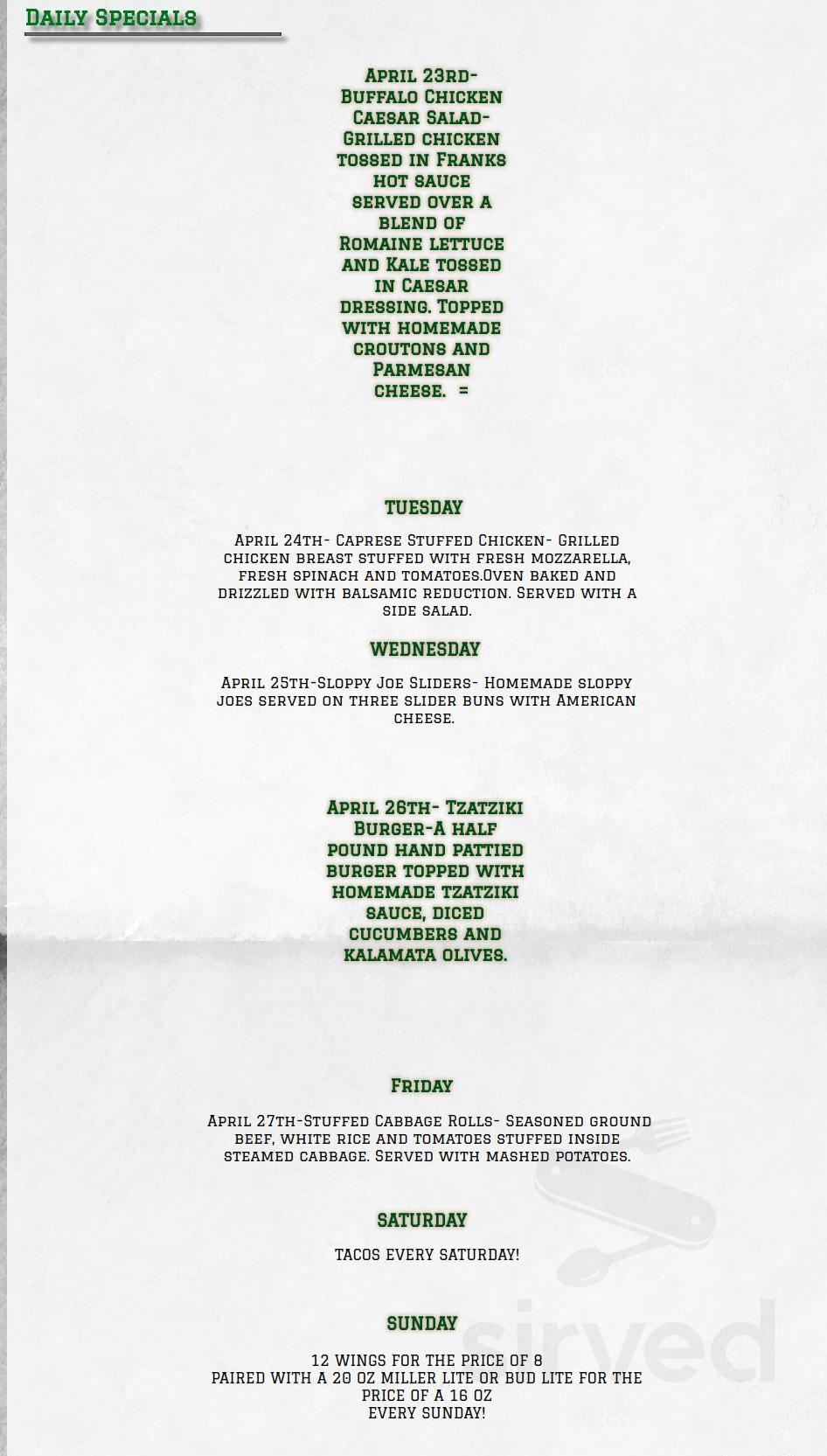 3rd Base Bar & Grill menu in La Porte, Indiana, USA