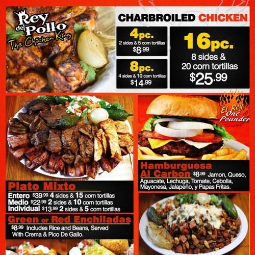 Rey del Pollo menu in Houston, Texas, USA
