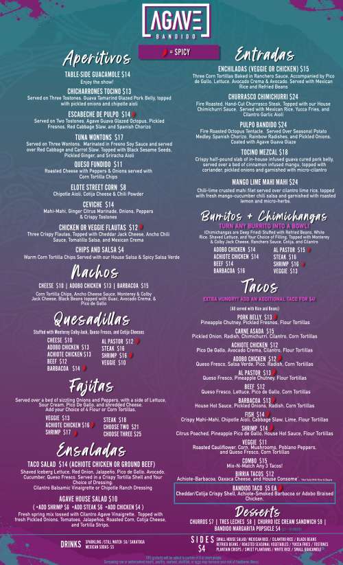 Agave Bandido menu in Pembroke Pines, Florida, USA