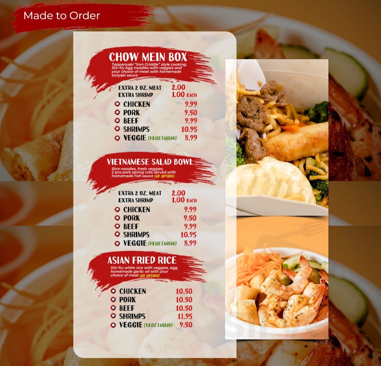 Asian Food Treats Restaurant menu in Rimbey, Alberta, Canada