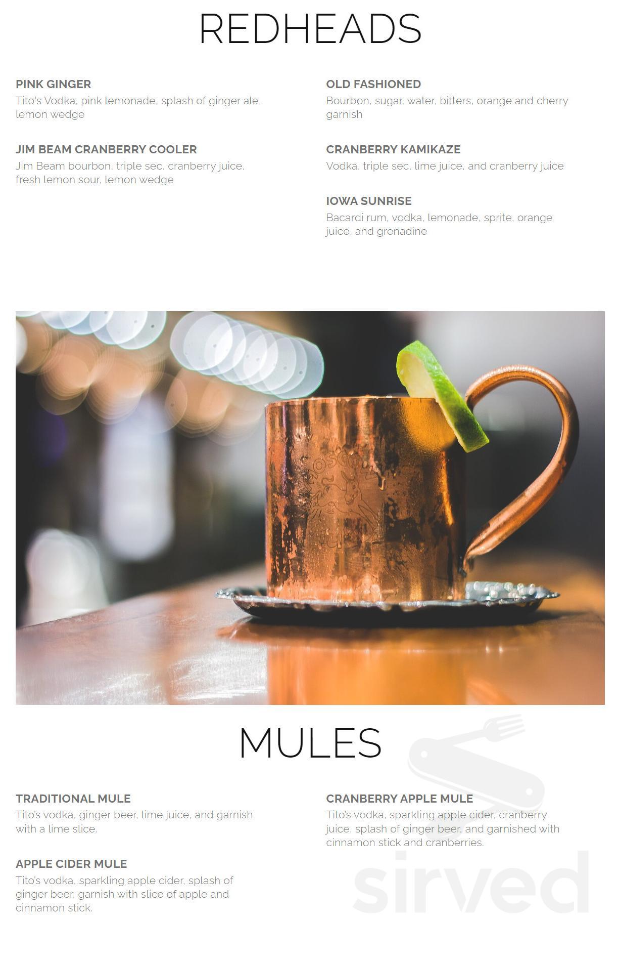 Menu - Cascade IA's Two Gingers Tavern & Eatery | Sirved