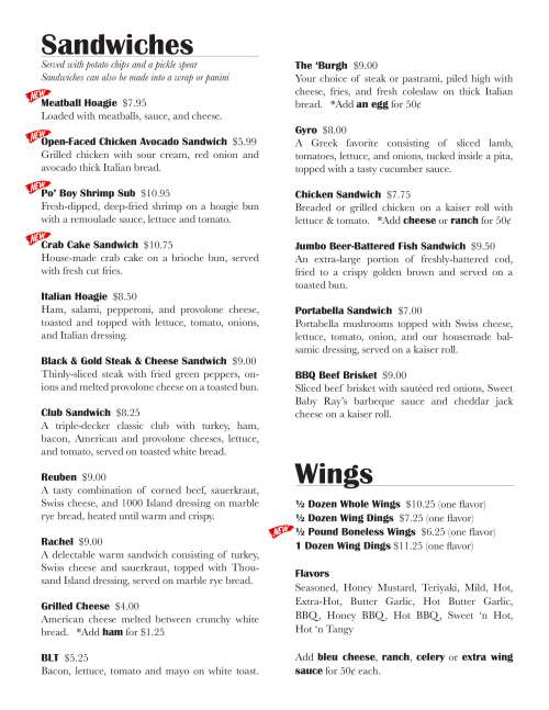 Villa Pub & Grill menu in Blairsville, Pennsylvania, USA