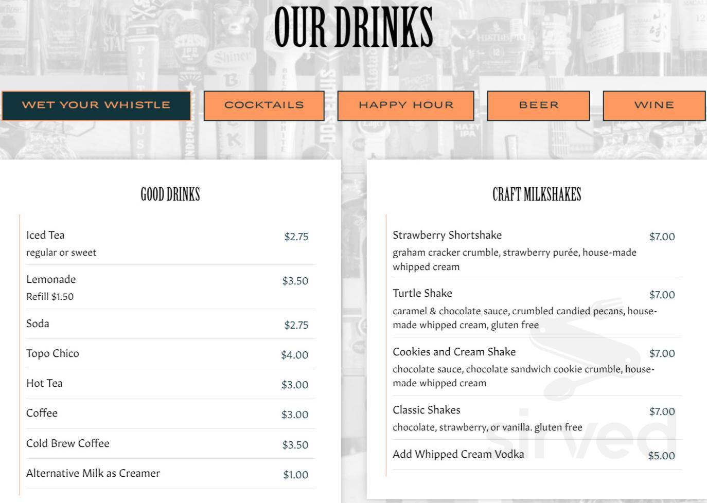 Goodfolks menu in Georgetown, Texas, USA