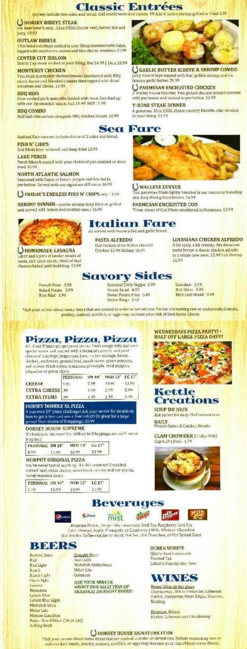 Dorsey House menu in North Street, Michigan, USA