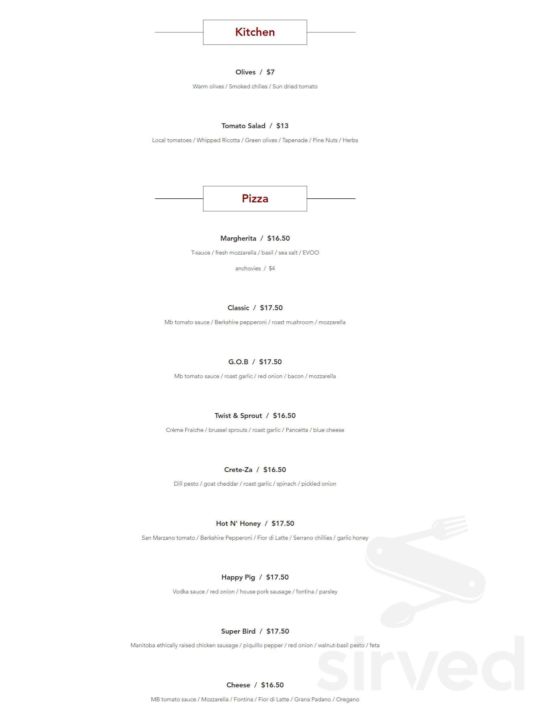 Menu - Winnipeg MB's Red Ember Common | Sirved