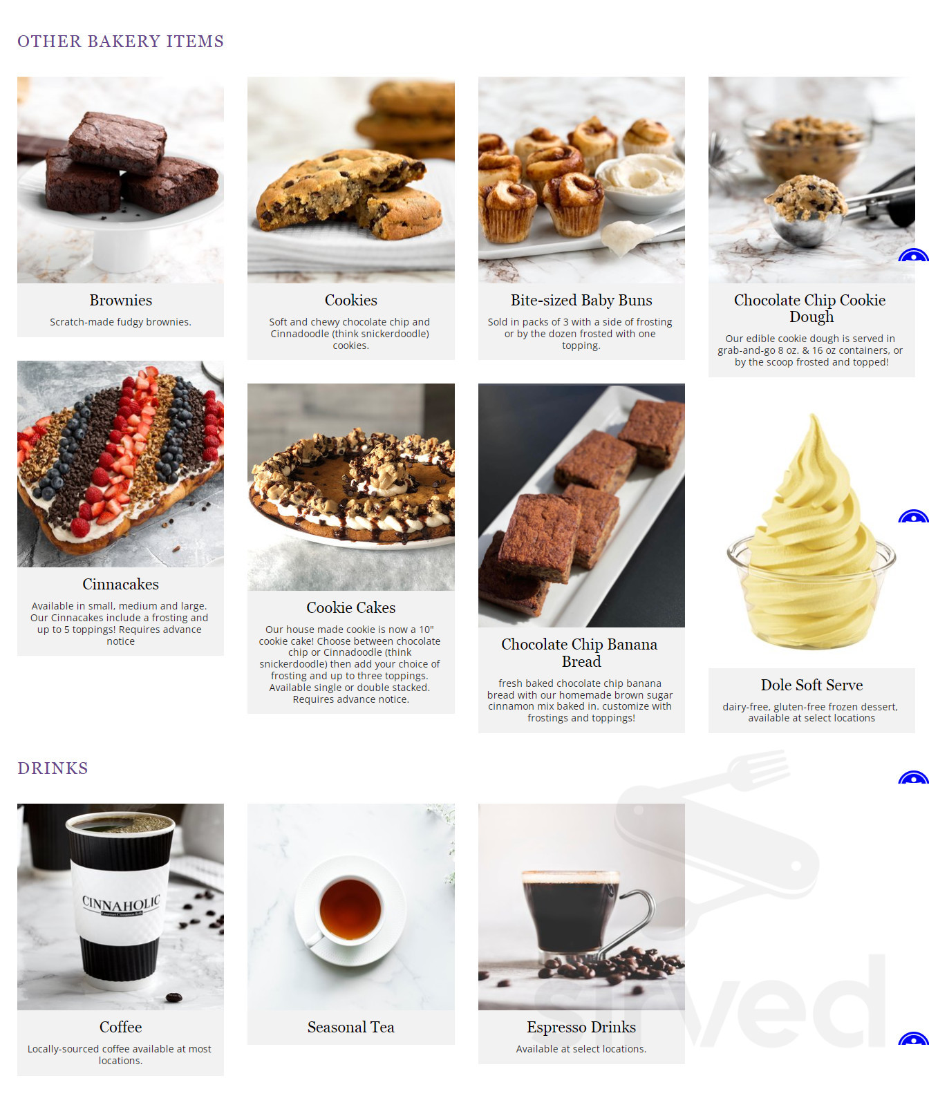 Cinnaholic menu in Coral Springs, Florida, USA