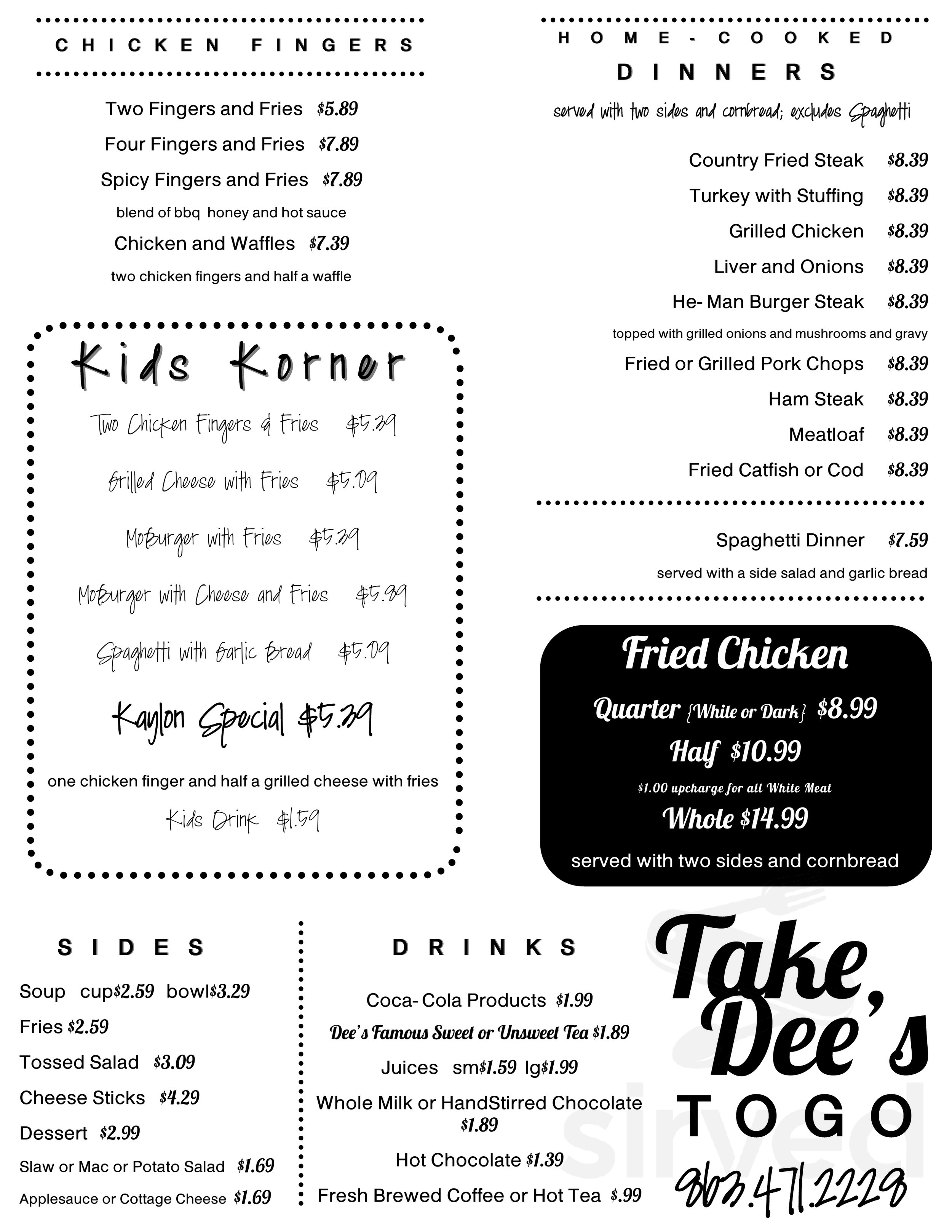 Dee's Place menus in Sebring, Florida, United States